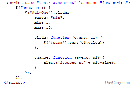 jQuery UI Slider Events Example